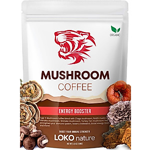 Tiger 5 Mushroom Coffee- Organic Superfood Mushroom Coffee with 100% Arabica, Powerful Natural Ingredients, Antioxidants, Immune System Booster, Vegan, Dairy Free, Non-GMO and Great Taste