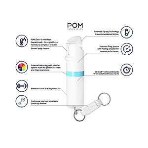 POM Pepper Spray Flip Top Keychain - Maximum Strength OC Spray Self Defenes - 25 Bursts, 10ft Range - Accurate Stream Pattern