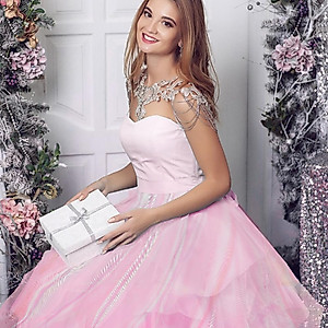 AHANDMAKER Sheer Iridescent Organza Fabric 59 Inch Wide 11 Yards Precut Silky Shiny Organza Fabrics for Shiny Photography Background, Wedding Dress, Fashion, Crafts, DIY Supplies - Pink