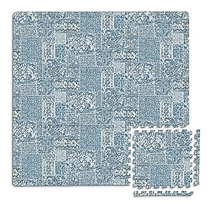 FloorPops FP3597 Mercado Interlocking Floor Tiles, Blue