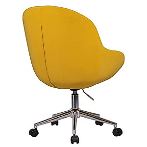 ANOUR Velvet Home Office Desk Chair,Modern Task Chair with Upholstered Backrest,360° Swivel Adjustable Armchair for Office,Home,Living Room,Bedroom Yellow