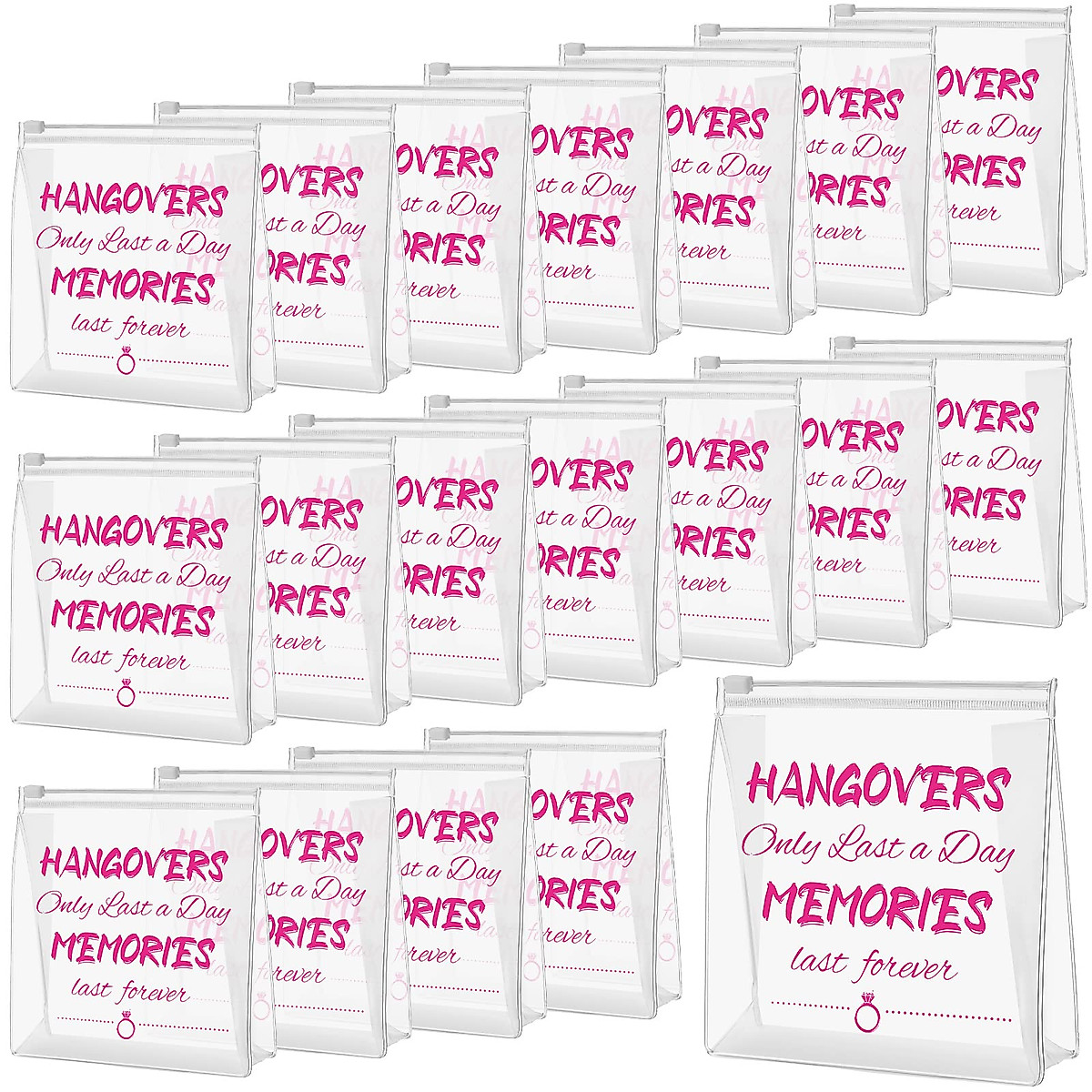 20 Pack Bachelorette Makeup Bags Hangover Recovery Kit Bags in Bulk Clear Plastic Pouch Small PVC Transparent Cosmetic Organizer Bag with Zipper for Bachelorette Bride Wedding Party Favors Travel