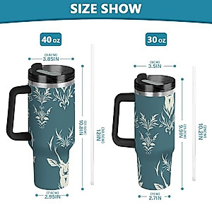 linqin Chic Elk Face Vacuum Insulated Tumbler Leak-proof Lid and Straw 30 oz Stainless Steel Water Bottles Reusable To Go Coffee Mug for Water, Iced Tea or Coffee