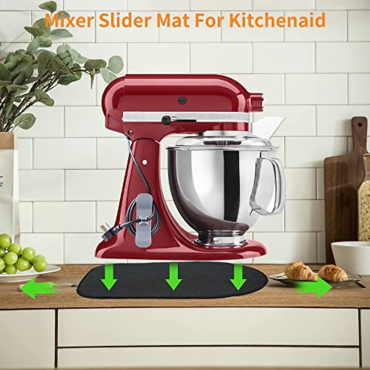 Mixer Mover Sliding Mats for KitchenAid Stand Mixer With 2 Mixer Accessories Slider Mat Pad Kitchen Appliance Slide Mats Pads Compatible with KitchenAid 4.5-5 Qt Tilt-Head Stand Mixer Artisan Classic