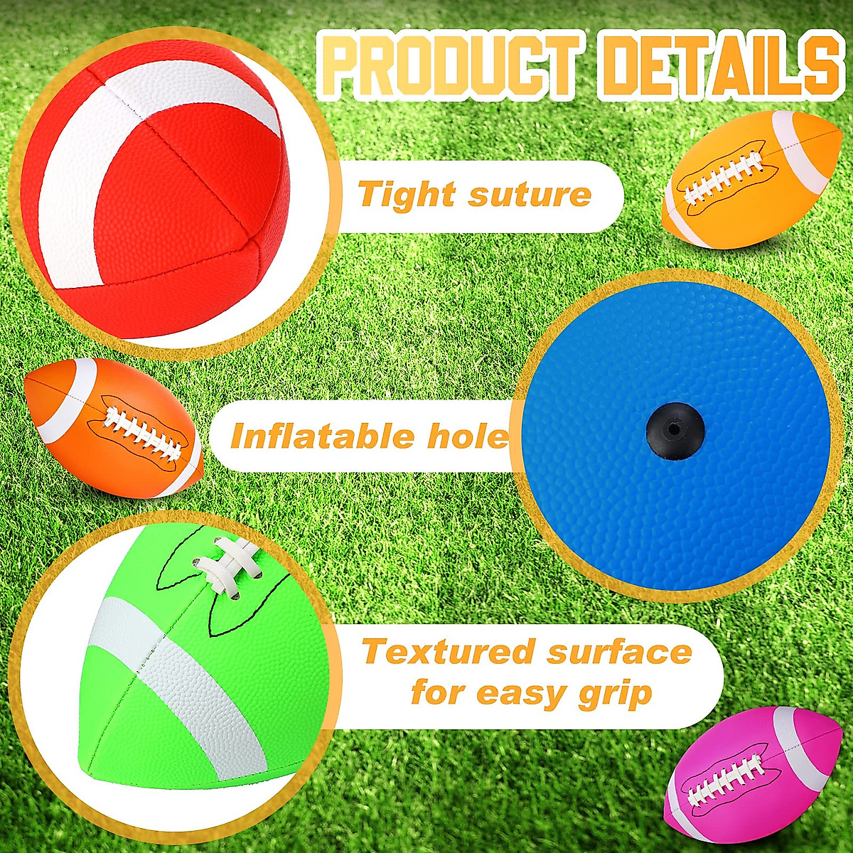 Jerify 12 Pcs Composite Leather Footballs Official Composite Leather Ball Composite Leather Inflatable Football with Pump Indoor Outdoor Football Bulk for Training and Recreational Play