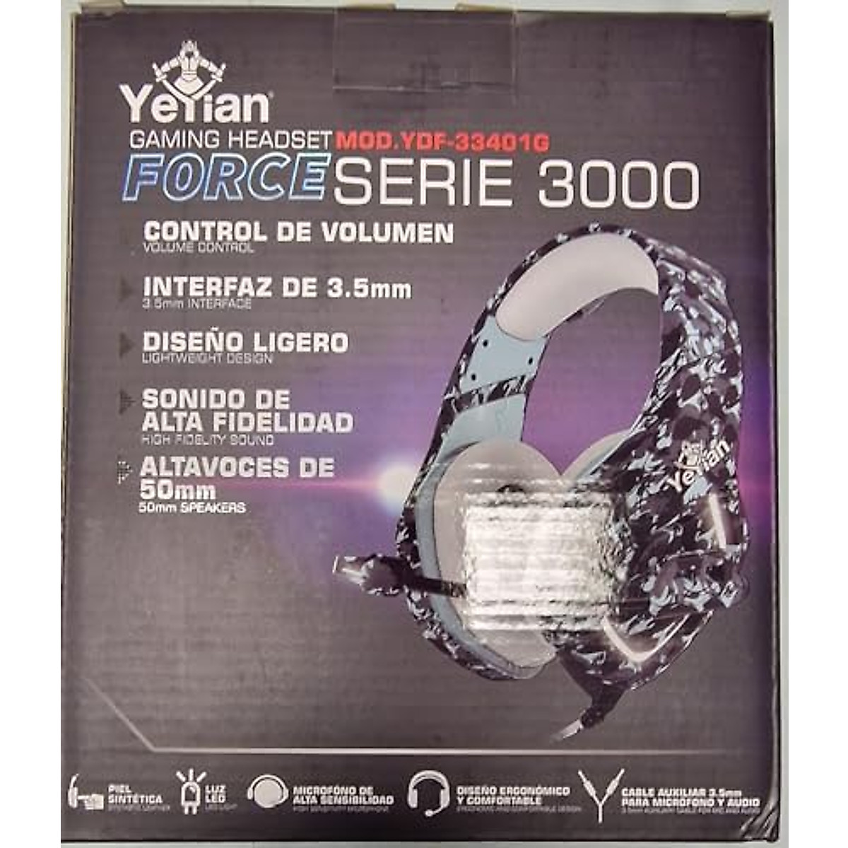 YEYIAN Force Stereo Gaming Headset Mic, Noise Cancelling Over Ear Microphone Headphones, Bass Surround, Soft Earmuffs, Compatible with PS4 Xbox One PS5 Nintendo Controller PC Laptop Games, Winter Camo