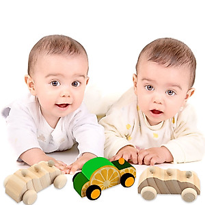 Haconba 18 Pack DIY Wood Car Toys Unfinished Wooden Cars to Paint Wooden Craft Cars for Home Activities Craft Projects Family Time Handicraft