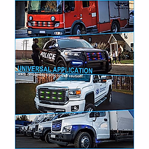 LUMENIX White Green LED Surface Mount Strobe Flashing Lights Kit w/Control Box, 8PCS Grille Side Marker Emergency Warning Caution Light for Vehicles Trucks SUV Cars Vans (Ultra Slim Sync Feature)