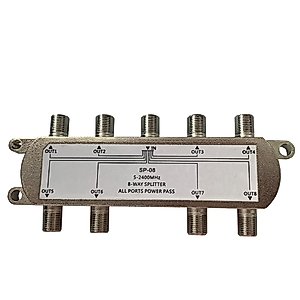 OFCN 8-Way Splitter 5-2400MHz for Satellite/Cable TV and Internet, CATV Antenna System