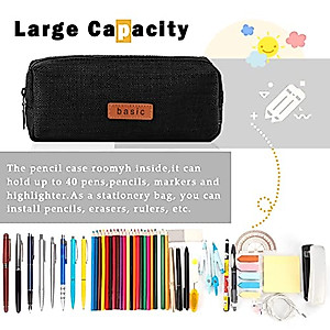 Oyachic Pencil Case Large Capacity Pencil Pouch Zipper Pencil Bag Canvas Pen bag Student Stationery Box Makeup Pouch Cosmetic Bag Office School Supplies