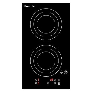 AMZCHEF Electric Induction Cooktop 2 Burners,12" Electric Stove Top with Plug 1800W, 120V, 9 Power Levels, Child lock, Timer, Touch Control, Induction Stove for Fast Cooking, Bulit-in&Countertop