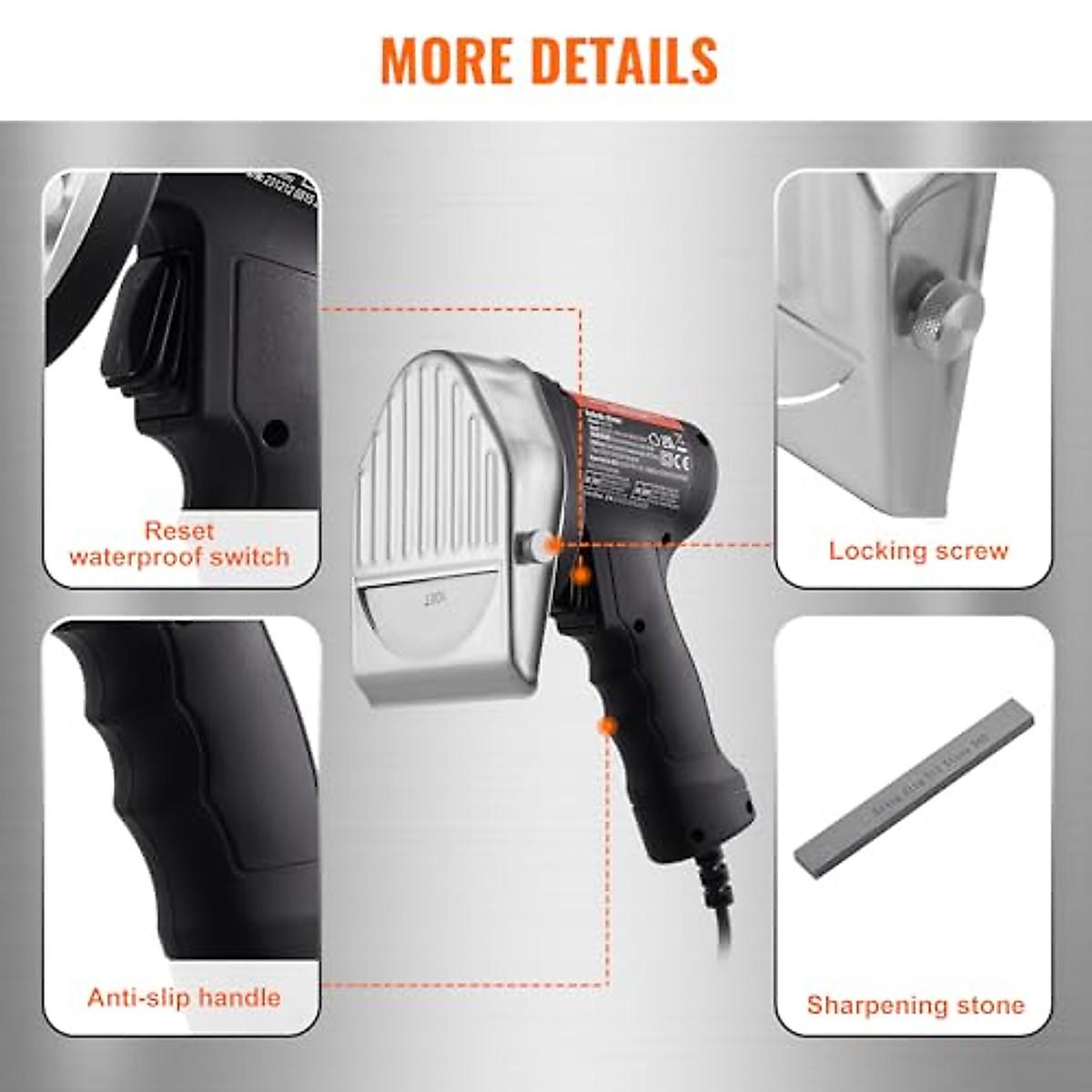 VEVOR Electric Shawarma Knife, 80W Professional Turkish Kebab Knife, Commercial Stainless Steel Gyro Cutter, Doner Kebab Meat Slicer with 2 Blades, Φ4/100mm Blade Diameter, 0-8mm Adjustable Thickness