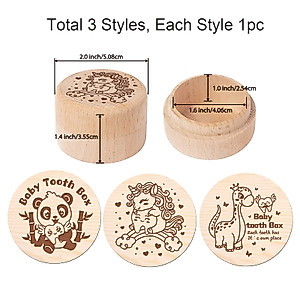 PLIGREAT 3Pcs Baby Tooth Box, Wooden Teeth Storage Box, Cute Tooth Keepsake Box Tooth Fairy Boxes for Kids Boys Girls Tooth Containers Tooth Organizer, Baby Shower Presents Children's Birthday Gifts