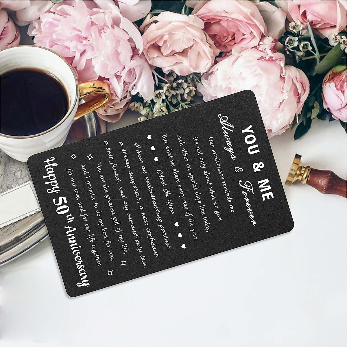 Personalized 50th Anniversary Card Gifts for Men Women - Happy 50th Anniversary Card, 50 Year Wedding Anniversary Wallet Card Present