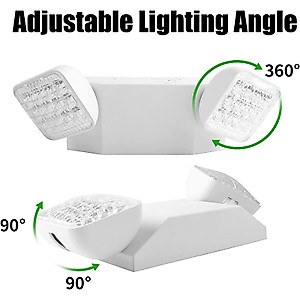 Pendtlit Commercial Emergency Light, UL Certified, White Emergency Light Fixture with 2 LED Square Heads Adjustable & Backup Batteries Exit Lighting (24 Pack)