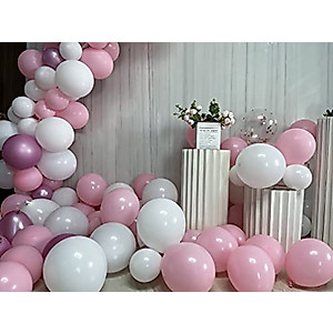Pink and White Balloons 112PCS Light Pink Balloons White Confetti Metallic Rose Gold Balloons for Birthday Anniversary Party Decorations