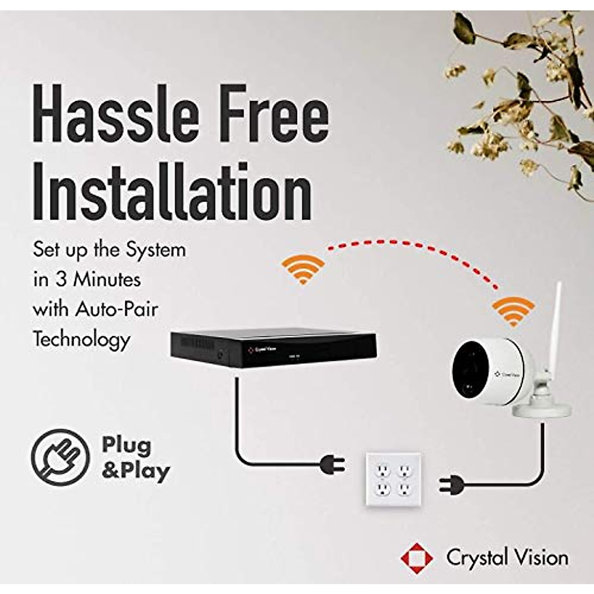 (2024 Upgraded Ver.) [8CH] Crystal Vision CVT808A-61C 1080P Full HD Wireless Surveillance System, 6 x 3MP Floodlight 2 Way Audio Siren Cameras