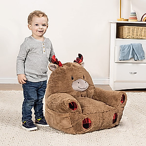 Cuddo Buddies Toddler Plush Buffalo Check Moose Character Chair and Blanket, Toddler-Sized Companion for Reading, Relaxing and Snuggling