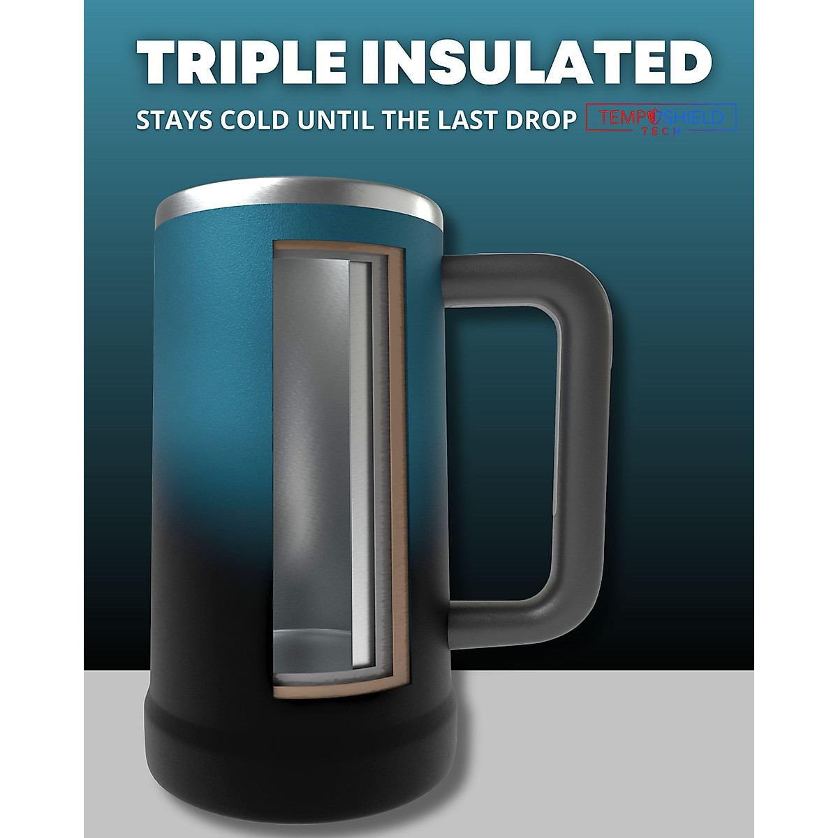 Hemli Insulated Beer Mug Tumbler, Beer Stein Stainless Steel, Vacuum Insulated - 24 oz