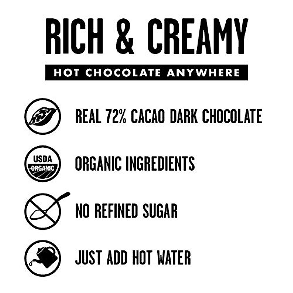 Treehouse Originals Organic Hot Chocolate | 72% Cacao Peruvian Dark Chocolate | Gluten-Free, Soy-Free, Hot Cocoa Mix | 1.2 oz (Coconut, 10 Pack)