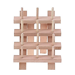BESPORTBLE 12 Spool Sewing Thread Rack Folding Wooden Sewing Thead Holder Organizer with Hanging Hooks for Sewing Quilting Hair- Braiding Embroidery