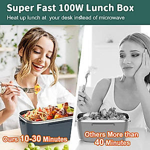 IFENROL Electric Heated Lunch Box 100W - 3-IN-1 Fast Heating Lunch Boxes Portable for Adults, 12V/24V/110V with 2 Pack Containers (Single & Compartment) for Car Truck Office (3 Times Faster)