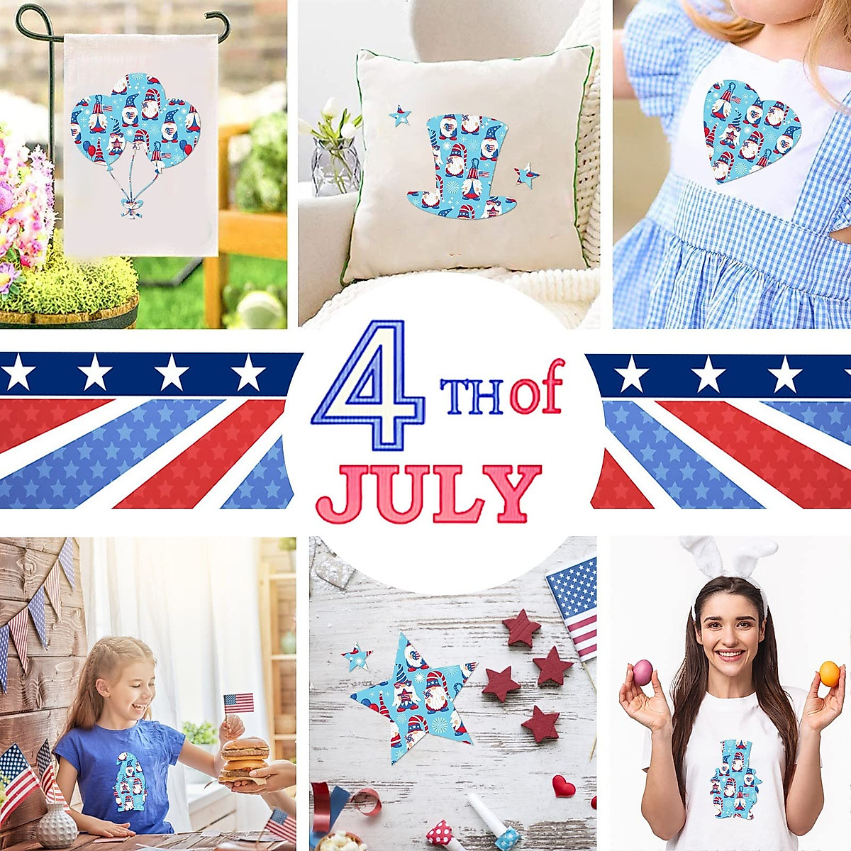 FAFAN Clear Adhesive Independence On Bundle Heat Bundle Vinyl Patterns for Shirts Happy Suitable Vinyl HTV Transfer Day Heat Transfer Vinyl Vinyl Sheets Clear Roll (D, One Size)