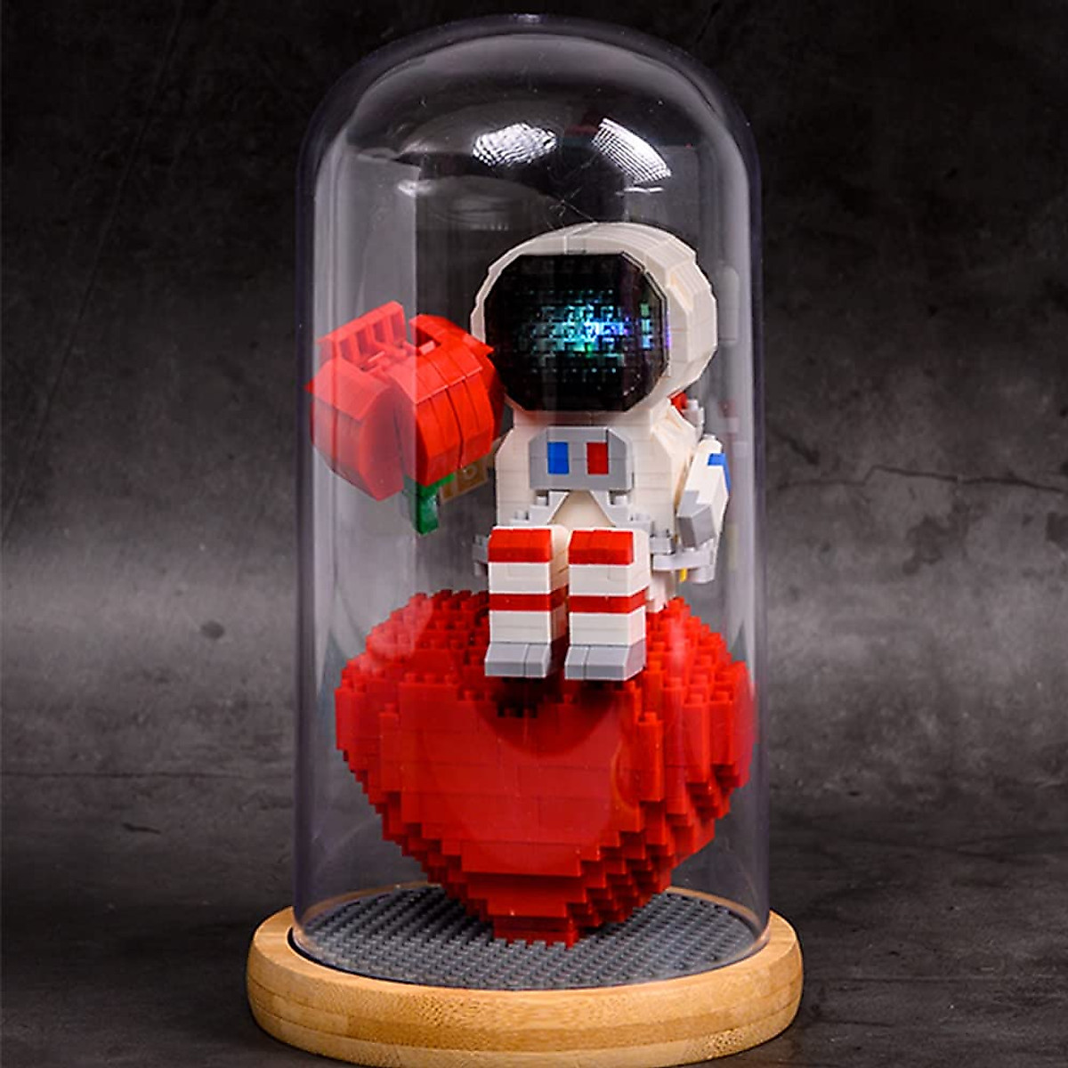 Uvini Micro Blocks Astronaut Model with Light STEM Building Toy Set for Adults or Teens Spaceman with Heart Bricks Toys 911PCS, 00877
