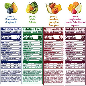 Happy Tot Organics Stage 4 Baby Food Pouches, Gluten Free, Vegan Snack, Fiber & Protein Fruit & Veggie Puree, Fruit & Veggie Variety Pack, 4 Ounce (Pack of 16)