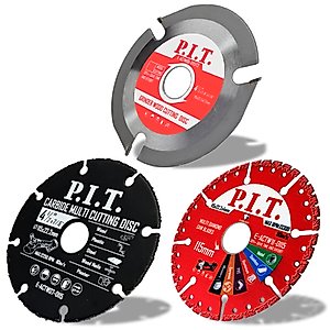 P.I.T. 3Pack 4 1/2 Inch Cut Off Wheel for Wood/Metal/Marble/Plastic-7/8 Inch Arbor Angle Grinder Cutting Disc 4.5 Inch- Tungsten Carbide - 115 mm