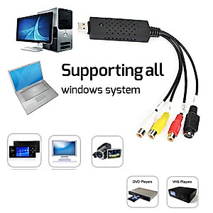REDGO Video Audio VHS VCR USB Video Capture Card to DVD Converter Capture Card Adapter