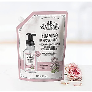 J.R. Watkins Foaming Hand Soap Refills, All Natural, Alcohol-Free Hand Wash, Cruelty-Free, Moisturizing Hand Soap Refill for Bathroom or Kitchen, Rosewater, 28 fl oz Foam Soap Refill, 3 Pack