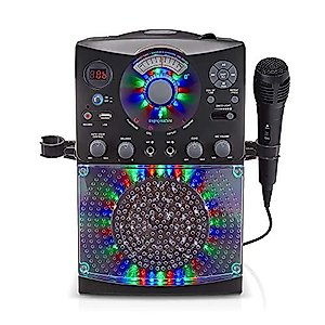 Singing Machine SML385UBK Bluetooth Karaoke System with LED Disco Lights, CD+G, USB, and Microphone, Karaoke Machine for Kids and Adults, Black [Amazon Exclusive]