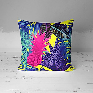 iiRov Summer Design Ink-Fuzed Decorative Throw Pillow - Hype Fluorescent Summer Pineapple Pattern