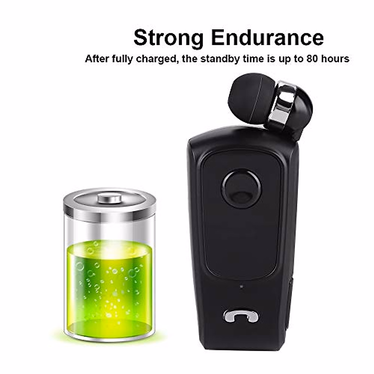 Fineblue F920 Retractable Bluetooth Earphone Business Lavalier Earphone Sports Bluetooth Headset Voice Prompts Call Vibration Bluetooth V4.1 Anti-Lost Function(Black)