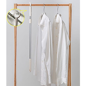 Long Pole with Hook Reach Stick Closet Pole 45" Extendable Pole with Long Handle for High Reaching Closet Rods, Window Curtain, Top Ceiling