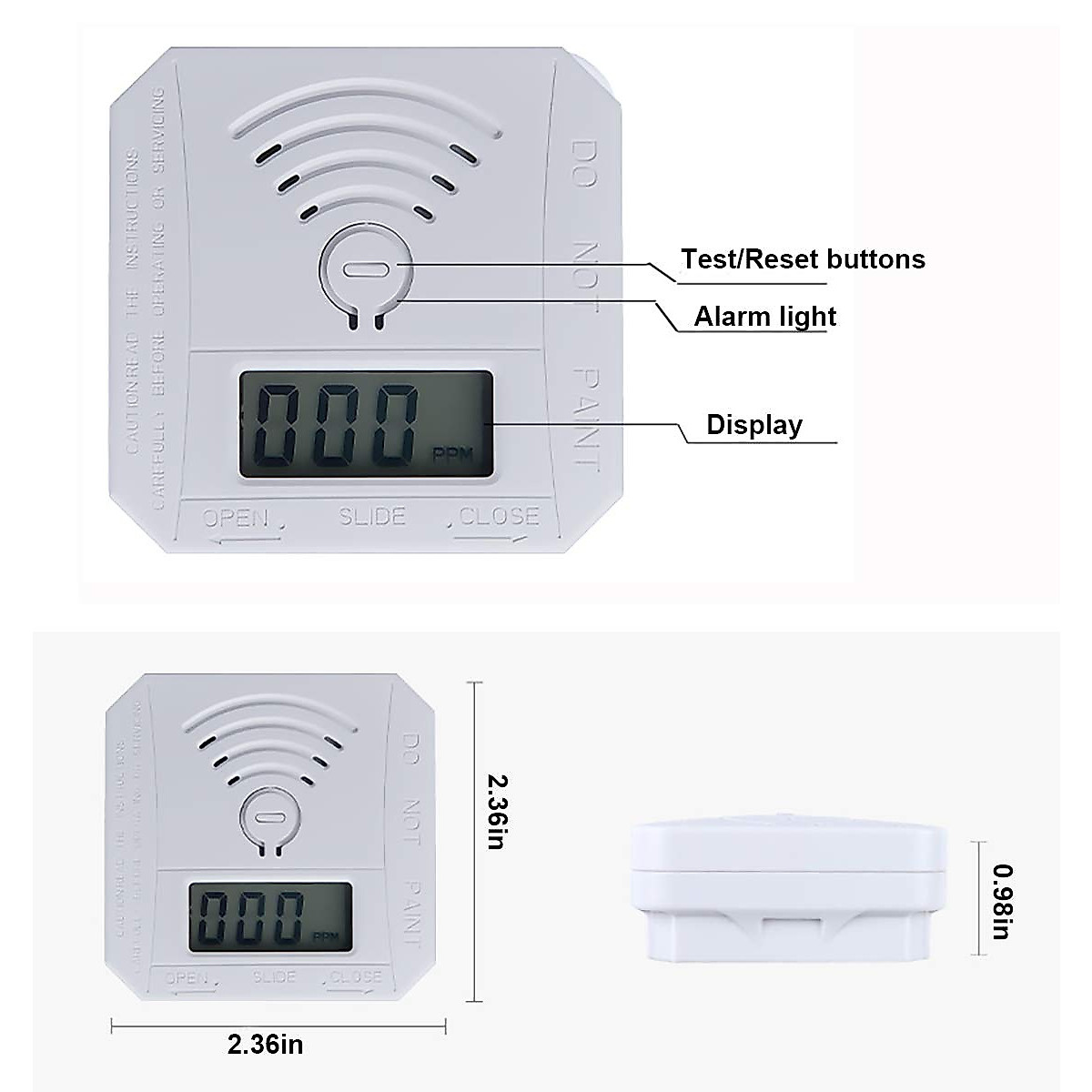 Carbon Monoxide Detector,CO Gas Monitor Alarm Detector,CO Sensor with LED Digital Display for Home,Depot,Battery Powered