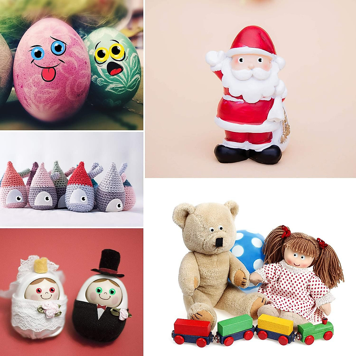 1000 Pcs Self Adhesive Googly Wiggle Eyes for DIY, Multi Colors and Sizes Craft Sticker Eyes