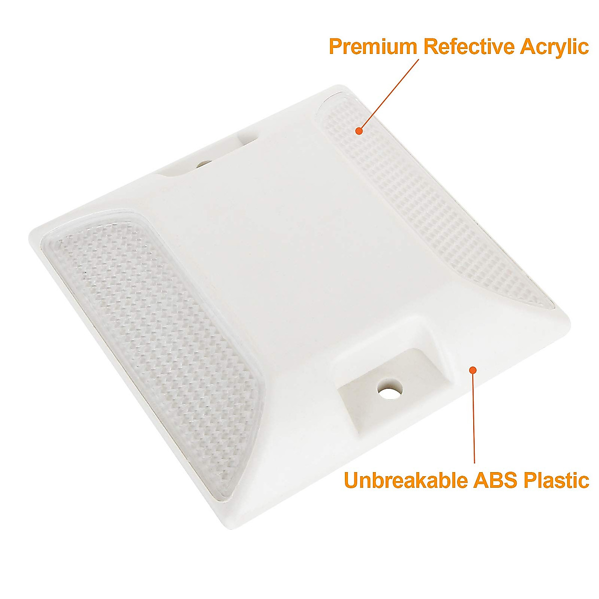 20Pack White Reflective Road Driveway Marker 3-3/4”x 3-3/4”Street Pavement & Asphalt Stud Markers, Great Reflecting for Speed Bumps, Sidewalks, Pedestrian Crossings, Freeways, Driveways