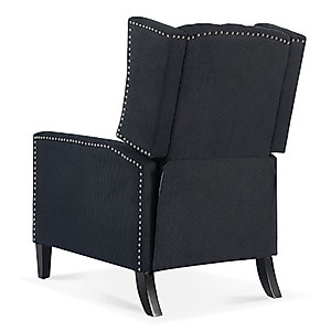 Wingback Recliner Chair Fabric Living Room Chairs Modern High Back Accent Chair Comfy Reading Chair Tufted Wing Back Chairs with Arms for Bedroom Office, 27.16" Wide, Black
