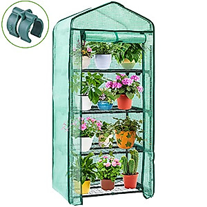 Ohuhu Mini Greenhouse for Indoor Outdoor, Small Plastic Plant Green House 4-Tier Rack Stand Portable Greenhouses with Durable PE Cover for Seedling, 2.5x1.6x5.2 FT, Ideal Gardening Gifts for Women Men
