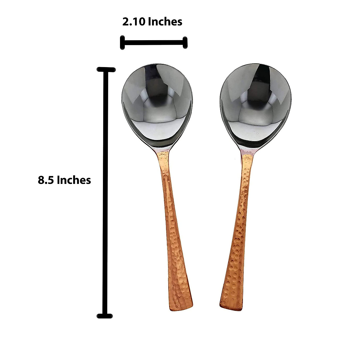 Rastogi Handicrafts Indian Handmade Stainless Steel & Copper Serving Spoon - Genuine Copper Dinnerware Serving Pieces Set of 2