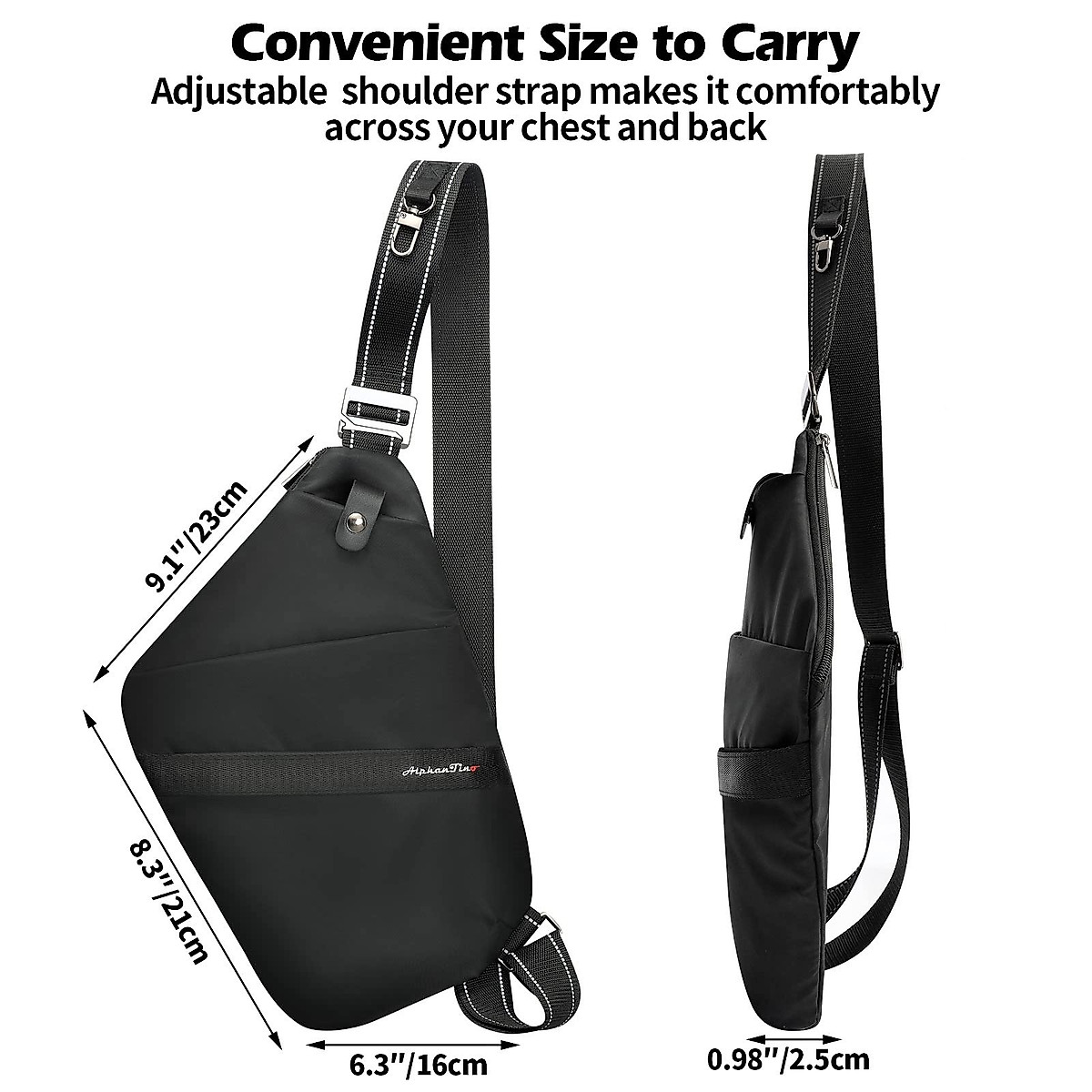 Alphantino 2023 Personal Flex Bag - Compact Sling Crossbody Slim Anti-Theft Bag, Side Crossbody High Density Nylon Chest Shoulder Daypack with Carabiner Key Clip, Lightweight Easy Carry for Travel