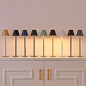 LEDLUX Cordless LED Table Lamp, Rechargeable Desk Lamp, Wireless Small Night Light, Metal Modern Desk Light, Stepless Dimming, Touch Switch, for Bedroom/Coffee Table/Restaurant/Garden(Blue,1 Pack)