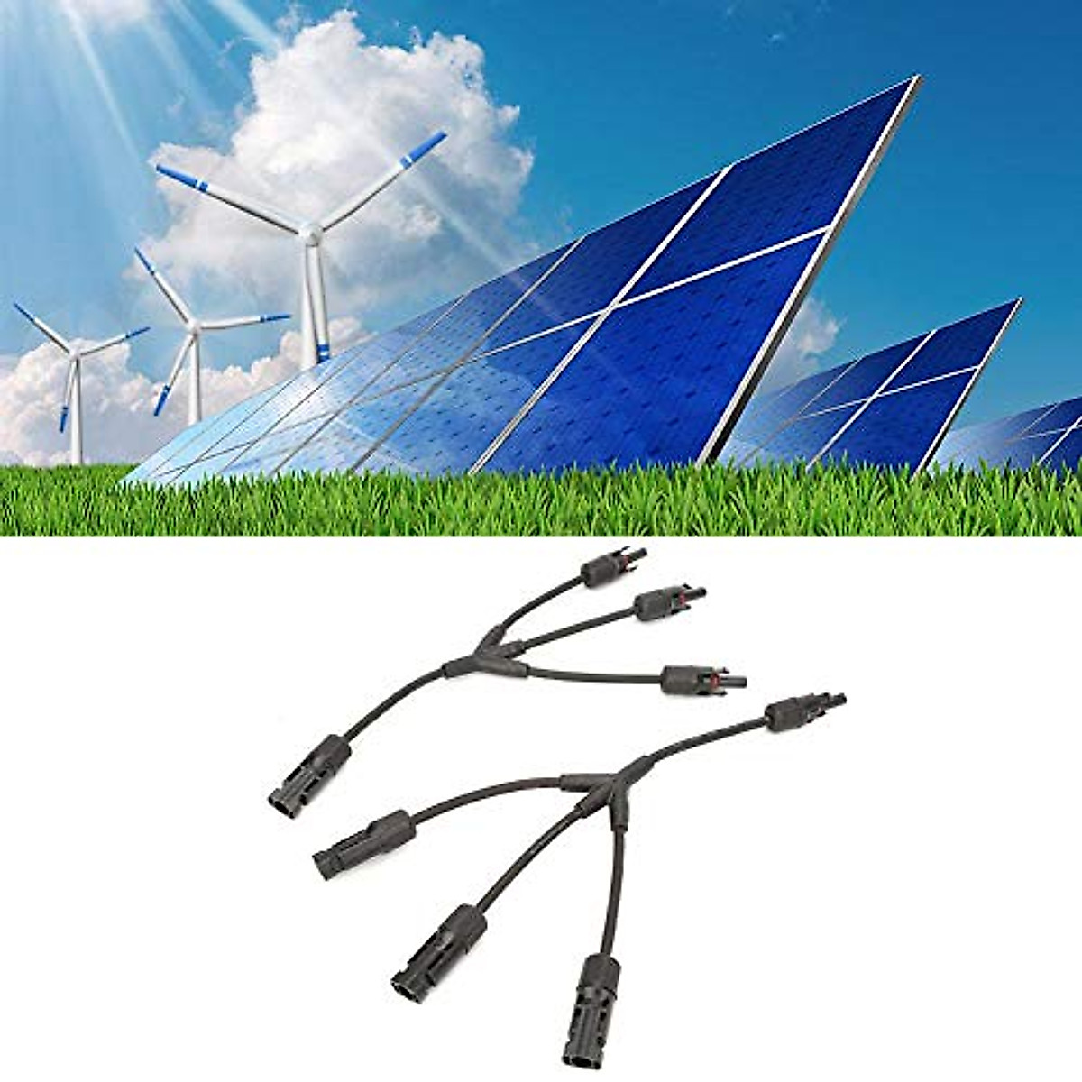 1 Pair Y Type Branch Connector, Renewable Energy Solar & Wind Power Parts & Accessories Waterproof Extension Cable PV Wire Adapter Solar Panel Cable