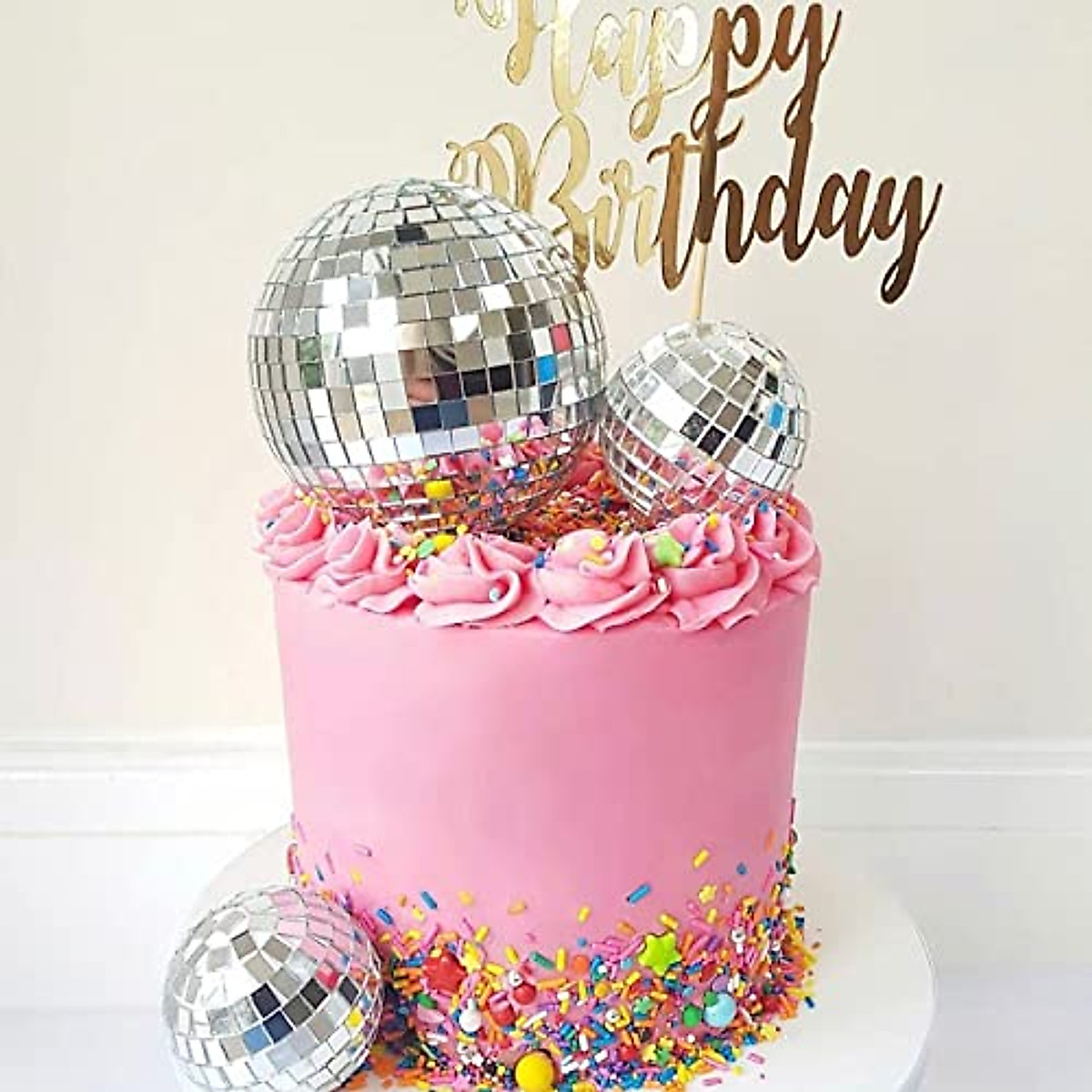 Newmemo 11pcs Disco Ball Cake Decoration Mirror Cake Topper 70's Disco Disco Ball Table Decorations Disco Ball Centerpiece Decor Dance Birthday 70s Theme Party