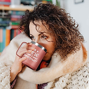 Qtencas Nurse Week Gifts, I'm a Nurse Insulated Stainless Steel Coffee Mug, Nurses Gifts for Nurse New Nurse RN Nurse Women on Nurse Week Graduation Birthday, Nursing Gifts for Nurse(12 Oz, Rose Gold)