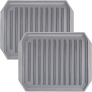 2 Pieces Microwave Bacon Tray Microwave Bacon Cooker Grill Rack Piratical Baking Oven Tray for Frozen Snacks, Frozen Pizza Cooking Supplies, Grey, 10.6 x 8.66 Inch