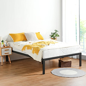 Olee Sleep 16 Inch Dura Metal Steel Slate Bed Frame, Twin XL, Black