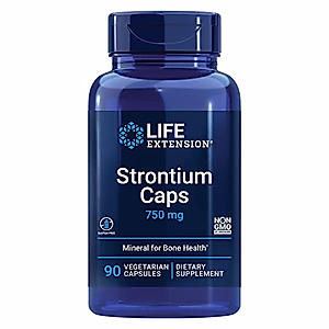 Life Extension Strontium Caps 750 mg - Bone Health Supplement - Supports Bone Tissue Density & Promotes Healthy Bone Aging – Non-GMO, Gluten-Free – 90 Vegetarian Capsules